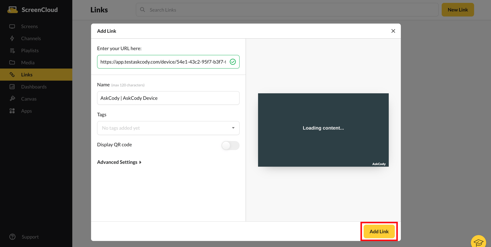 How to set up a Dashboard on a screen using ScreenCloud Signage App