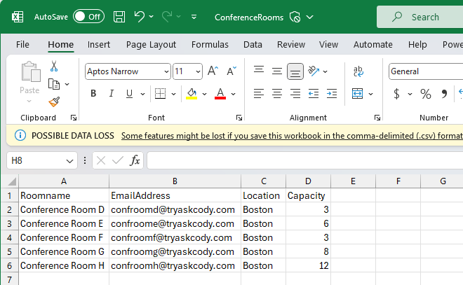 How to create multiple rooms or desks in Exchange for Microsoft 365